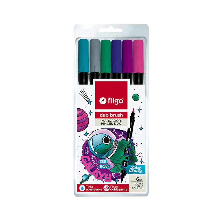 Marcadores Filgo Duo Brush X6 Galaxy Berrini